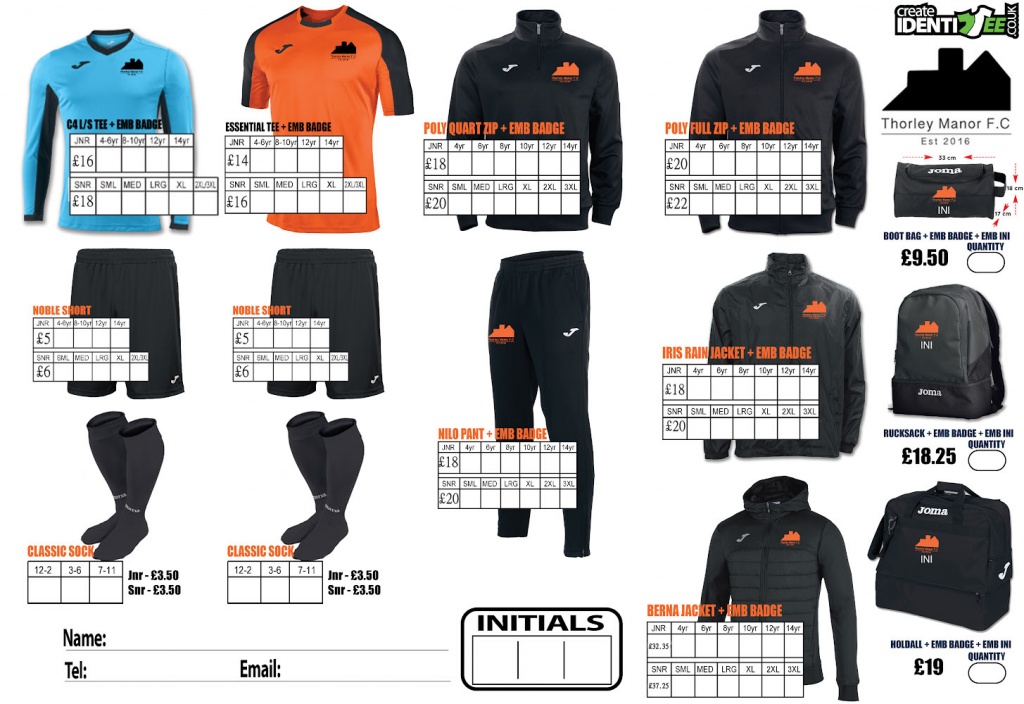 Club Shop - Thorley Manor F.C